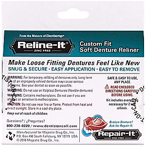 Reline-It Advanced Denture Reliner Kit for Both Upper & Lower Dentures, Easy Application, 2 Soft Relines