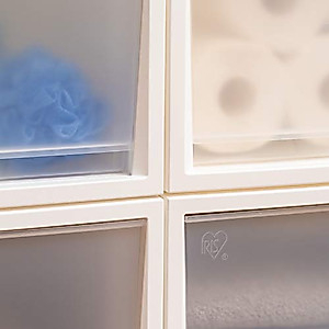 IRIS USA 42 Qt. Plastic Drawer Storage Organizer Stacking Drawers, 4-Pack, Stackable Unit with Sliding Drawer for Clothes Bedroom Kitchen Under Sink Pantry Craft Room Bathroom Dorm Office, White