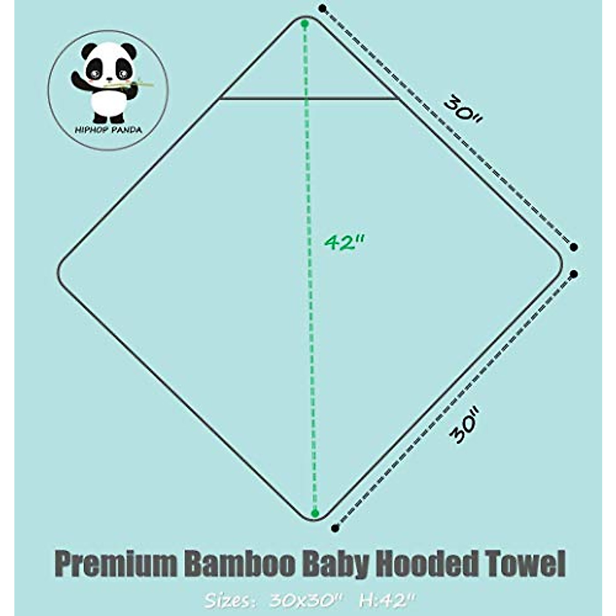 HIPHOP PANDA Bamboo Hooded Baby Towel - Soft Hooded Bath Towel with Ears for Babie, Toddler,Infant - Ultra Absorbent, Natural Baby Towel Perfect (White, 30 x 30 Inch)