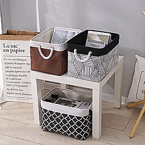 Royalstars Fabric Storage Basket, Decorative Cotton Linen Storage Basket, Gift Box(3-Pack) (Black, 382824cm),38*28*24cm