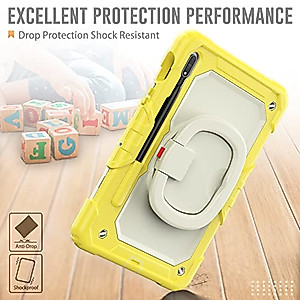 Tablet PC Case Kids Colour Heavy Duty Shockproof TPU Case Compatible with Samsung Galaxy Tab S7 11 inch T870/T875 (2020)/Tab S8 X700/X706（2022）Case,360 Degree Rotating Handle Stand Bracket W Screen Pr
