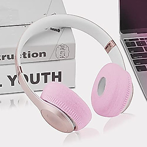 Geekria 2 Pairs Flex Fabric Headphones Ear Covers, Washable & Stretchable Sanitary Earcup Protectors for On-Ear Headset Ear Pads, Sweat Cover for Warm & Comfort (S/Pink)