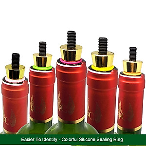 Blank Wine Bottle Stoppers 10 Pieces Colorful Sealing Ring Metal Bottle Stopper with Threaded Post Reusable DIY Handmade Project for Wedding Wine Party Wood Turning (Gold,8 x 1.25 Thread Size)