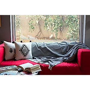 Loop Linen Cotton Throw Blanket, Hand Woven Housewarming Gift, Home Decor Blanket for Bedroom, Couch or Sofa. Large Blanket, Decorative.55x79