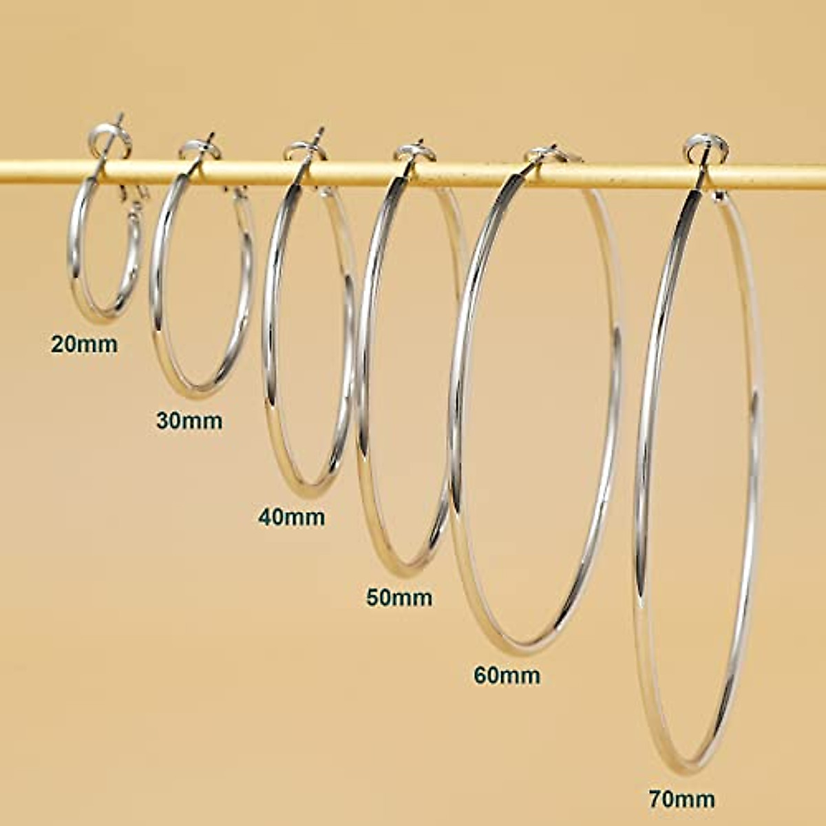 OOOPEL 2mm Sterling Silver Big Hoop Earrings For Women Sterling Silver Hoop Earrings Large Silver Hoop Earrings Womens Hypoallergenic Circle Endless Thin Hoop Oversize Silver Hoop Earrings For Women