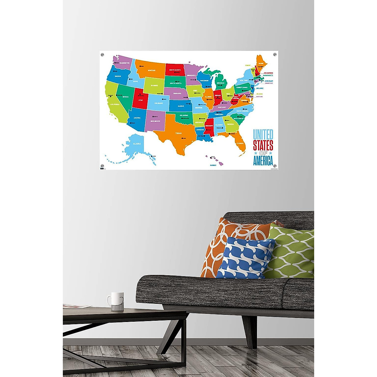 Trends International Map - United States of America 2022 Wall Poster with Pushpins