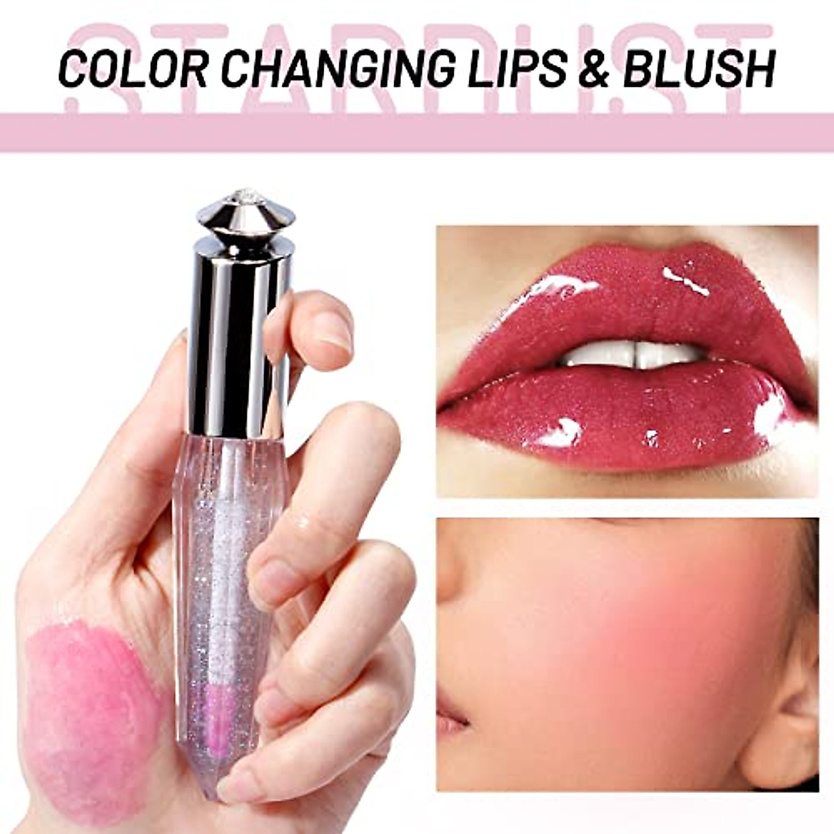Erinde Clear Color Changing Blush Oil, Moisturizing Blusher for Cheeks and Lips Balm, Multi-Use Cream Liquid Blush Lip Gloss, Blendable Formula, Vegan & Cruelty-Free