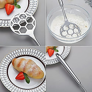 Dough Whisk, Sturdy Football Shape Full Stainless Steel Flat Whisks For Cooking And Baking, No Horking Hold in The Handle For Easy To Clean, Dishwasher Safe (Silver)