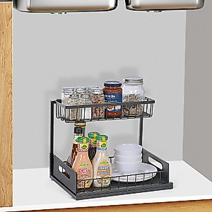 XCELLENT GLOBAL XG Under Sink Organizers and Storage,2-Tier Kitchen Sink Organiser with Sliding Storage Drawer,Pull-Out Cabinet Organizer Sliding Baskets for Cabinet, Cupboard,Bathroom Black