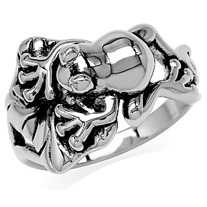 Silvershake 925 Sterling Silver Lotus Leaf and Leaping Frog Fashion Casual Ring Size 11