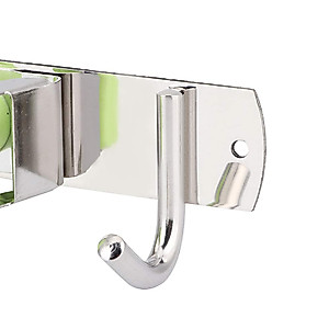 Pissente Mop Hanger Wall Broom Door with 3 Clips and 4 Hooks Hanging Stainless Steel Wallshade Mop Support for Balcony Garden Bathroom Kitchen