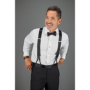 Trafalgar Men's Sutton Solid Color Silk Formal End Braces (Suspenders), Black