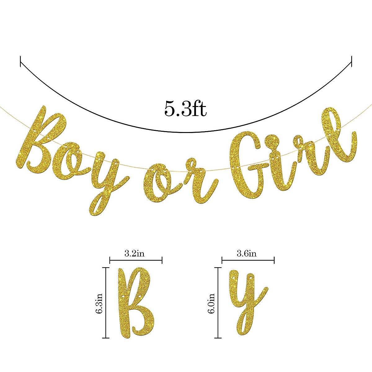 Karoo Jan Boy Or Girl Banner Gender Reveal Party Hung Bunting Pregnancy Announcement Gold Glitter Decorations Supplies