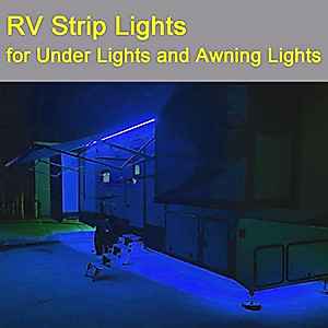 Dobertry Rv Underglow Led Light Kit, Underbody Accent Lighting for Camper Motorhome Travel Trailer Concession Stands Food Trucks, Rv Led Light Strip, Rv Awning Lighs, 5m(16.4ft), Dc 12v, Blue