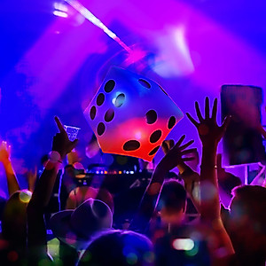 3 Pack Light up LED Jumbo Inflatable Dice Outdoor Fun Glowing Giant Inflatable Dice Set for Indoor and Outdoor Broad Game Birthday Ludo Pool Party (White, 13 x 13 Inch)