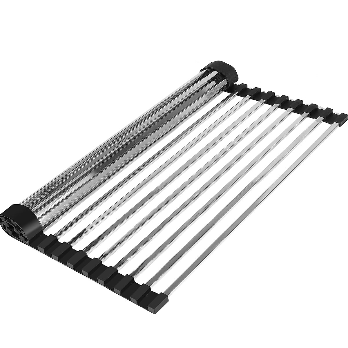 Roll Up Dish Drying Rack Over Sink Over The Sink Dish Drying Rack Kitchen Dish Drainer, Folding Dish Rack for Kitchen Sink Counter Stainless Steel Rectangular Tubing Mat Foldable Dish Dryer Racks
