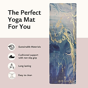 Shakti Warrior Ajna Natural Rubber yoga mat - Premium Printed Natural Eco-friendly Non-Slip Mat Great for Hot Yoga, Pilates, Workouts (72 inch x 24 inch x 3mm thick)