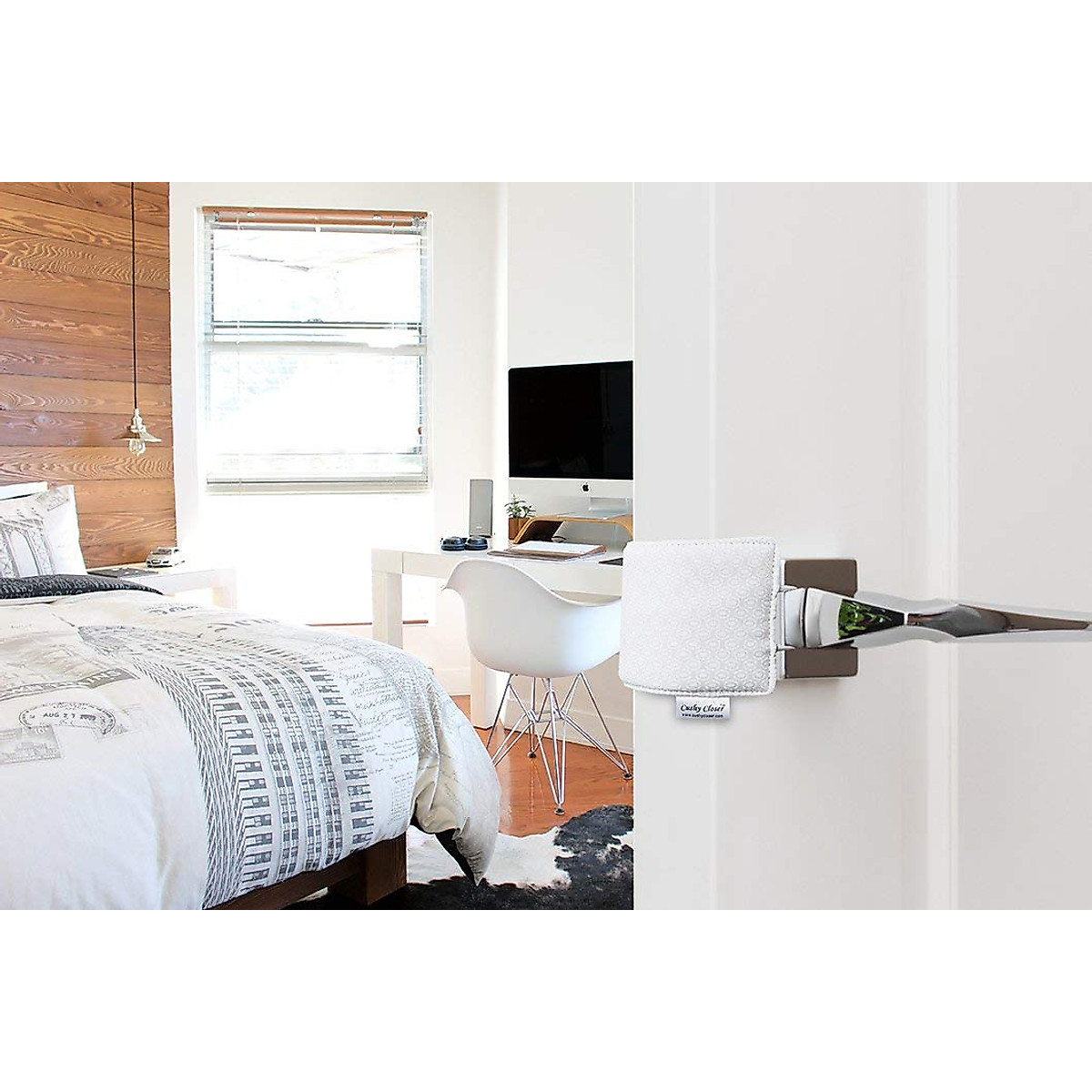 The Original Cushy Closer Door Cushion- White- | No More Noisy Doors! | Door Latch Cover- Baby Safety for Quiet Doors- Childproofing 3.5 x 5.5