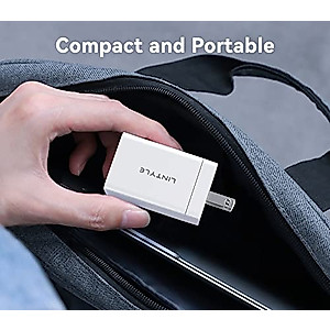 LINTYLE 65W USB C Charger 3-Port GaN Wall Charger Mini USB C USB A Charger Block Foldable Fast USB Type-C Charger Phone Laptop Tablet Charger Power Adapter - White