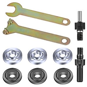 Drill Angle Grinder Adapter, SUNJOYCO 6mm/10mm Arbor Mandrel Adaptor with Flange Nut Parts Set and 2 Spanner Wrench, Electric Drill Conversion Angle Grinder Connecting Rod Kit