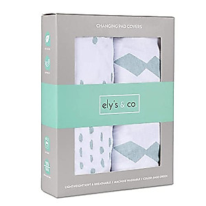 Cradle Sheets Changing Pad Cover - Travel Lite Universal Fit Baby Mattress Sheet 36" X 18 - Unisex Grey Sage Diamond - 2 Pack Set