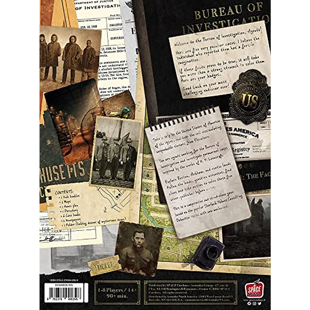 Bureau of Investigation: Investigations in Arkham & Elsewhere Board Game, Cooperative Mystery Game for Kids & Adults, Ages 14+, 1-8 Players, 120-240 Minute Playtime, Made by Space Cowboys