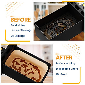 Air Fryer Paper Liners Non Stick Parchment Disposable Paper Liners Compatible with Ninja Smart XL Grill and Air Fryer, 100PCS
