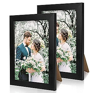 Joyberg 2 Pack 5x7 Picture Frame, Picture Frame Black, Plastic 5x7 Frame for Tabletop Display, Photo Frame with Clear Plexiglass for Vertical or Horizontal Display