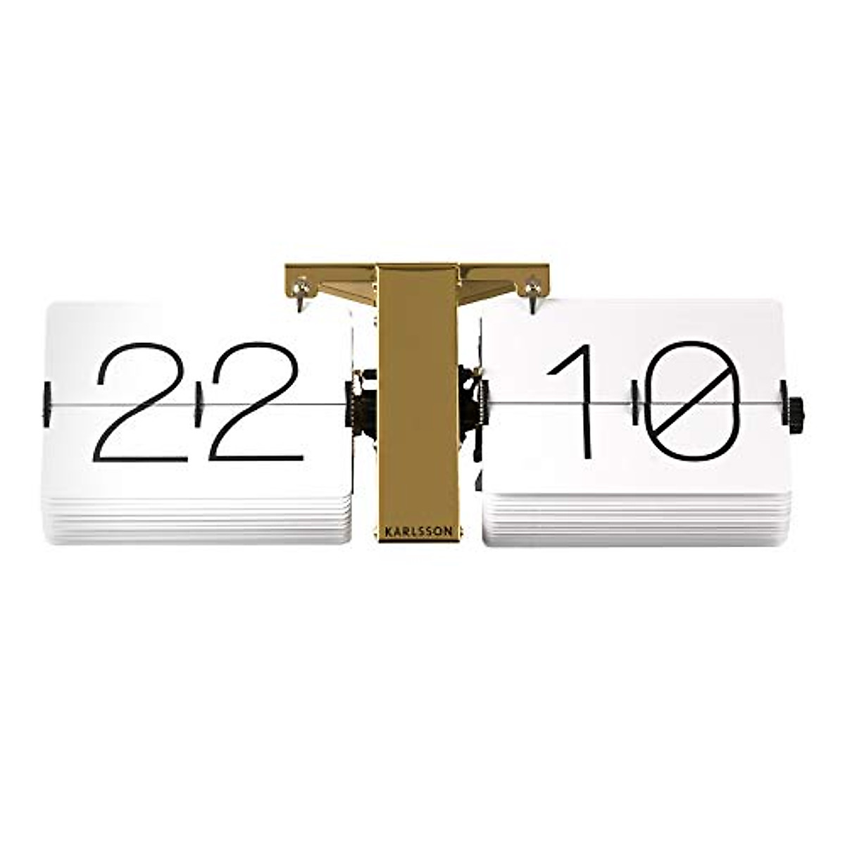 Karlsson Flip Clock No Case White, Brass Stand, Steel, 8.5 x 36 x 14 cm