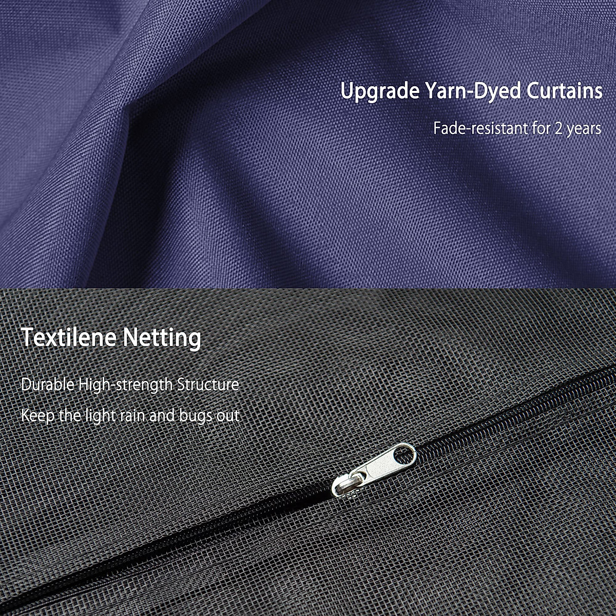 PURPLE LEAF 12' X 20' Outdoor Hardtop Gazebo for Patio Galvanized Steel Double Roof Permanent Canopy Teak Finish Coated Aluminum Frame Pavilion Gazebo with Netting and Navy Blue Curtains