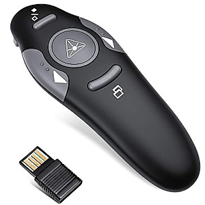 2.4 GHz USB Wireless Presenter Remote Control Laser Pointer Pen Red RF PowerPoint Presentation Clicker PPT Controller for Meeting Teaching Speech (Plug and Play)