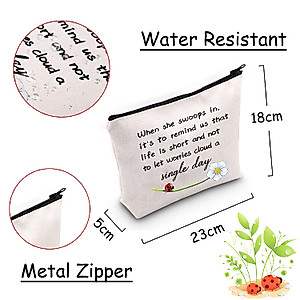 JXGZSO Good Luck Ladybug Makeup Bag With Zipper Gifts For Women When She Swoops In It's To Remind Us Not To Let Worries Cloud A Single Day Cosmetic Bag (Ladybug)