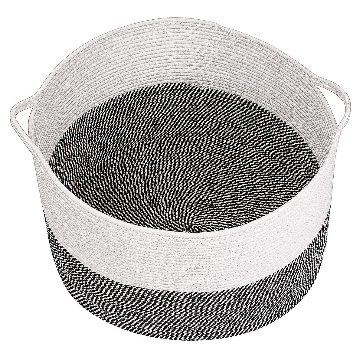 Laundry Baskets Woven Baskets for Storage Basket Wicker Blanket Basket Living Room Cotton Coiled Rope Hamper Nursery Storage for Kids Baby Dog Toy Extra Large 22" X 22" X 14", XXXL-Black