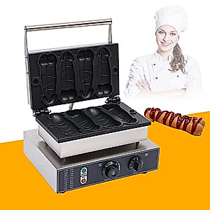CNCEST Commercial Electric Hot Dog Baker, 4PCS Nonstick Waffle Maker, 1600W 110V Stainless Steel Egg Waffle Machine, Waffle Iron Baker Machine for for Bakery,Dessert Shop,Mall, Restaurants,Home