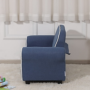 Yoonnie room Kid Sofa Chair, Linen Fabric 2-Seater Upholstered Couch,for Children Gift (Blue)