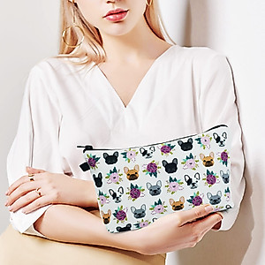 Cosmetic Bags for Women Small French Bulldog Purple Makeup Bag for Purse Travel Toiletry Bag Accessories Organizer Zipper Pouch Gift Idea