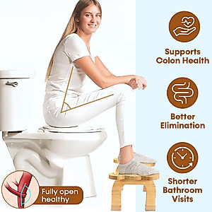 UTCG Bamboo Toilet Stool for Bathroom - Promotes Healthy Digestion, Non-Slip Design, 8 Inch Height, Ideal for Potty Training and Adults