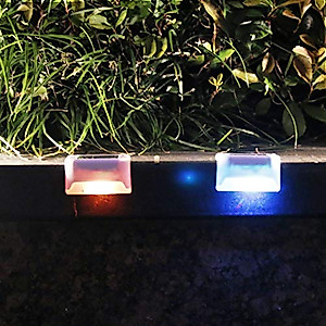 Solar Deck Lights 1 LED Wall Light Outdoor Garden Wall Lighting Fence Light Waterproof Landscape Courtyard Solar Ladder Light Color Changing Light Suitable for Outdoors Celebrations Pack of 4 Pieces