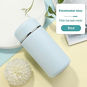 Mini 9 oz/13oz Stainless Steel Sports Water Bottle Spout Vacuum Insulated for Kids and Women Keep Hot and Cold (Spa blue,9oz)