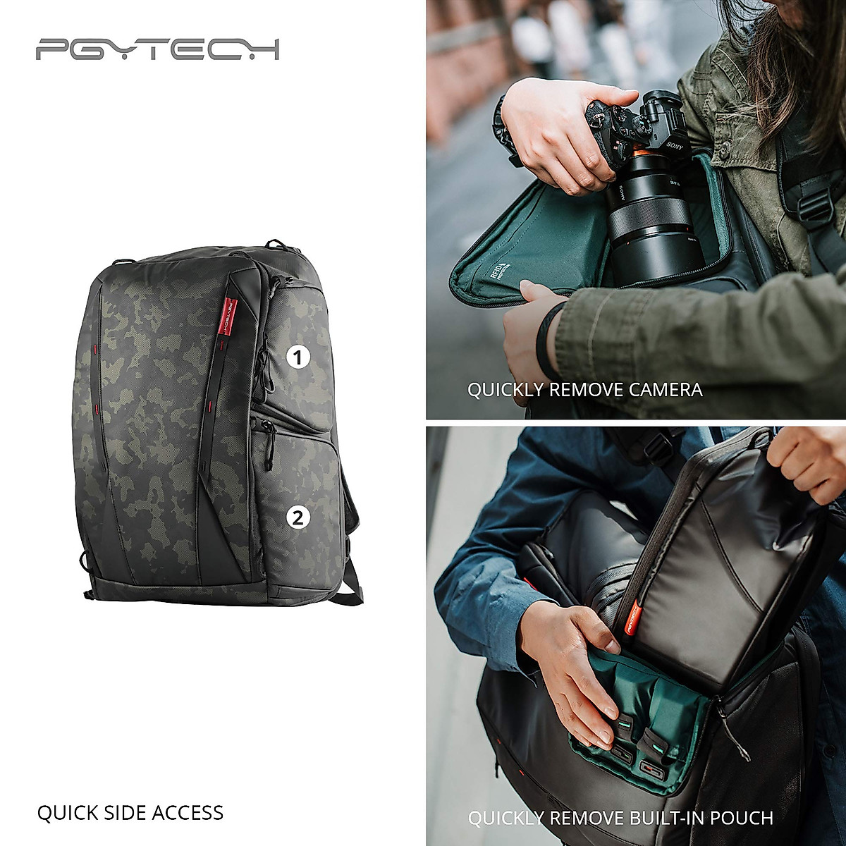 PGYTECH OneMo Camera Bag Backpack 25L with Shoulder Bag for DJI AVATA,Mini 3 Pro, Mavic 3, Air 2S, FPV, Sony, Canon, Nikon, Drone, Mavic 2/Air 2, OSMO Action/Pocket, DSLR/SLR Mirrorless, Camera Tripod