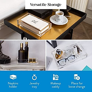 Bathroom Hand Towel Trays - Guest Paper Towel Holder, Vanity Tray for Bathroom, Kitchen Countertops, Dining Tables, Makeup Desk, Corporate Bathrooms (Clear Acrylic)