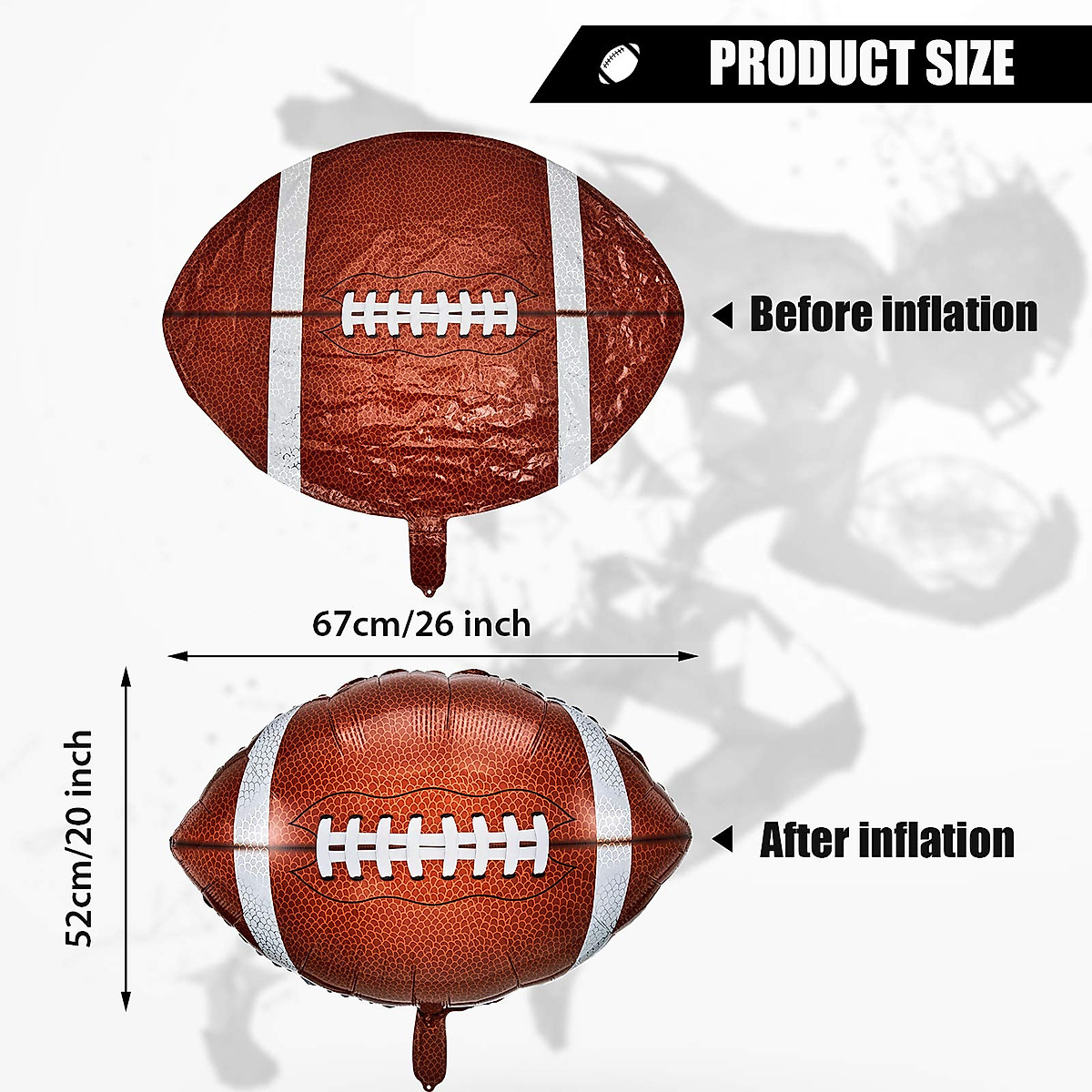 Football Balloons Football Party Balloons Football Shaped Aluminum Foil Balloons for Sport Themed Football Themed Birthday Party Decor, 22 Inch (4)