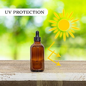 4oz Amber Glass Dropper Bottles (6-Pack), Refillable Glass Bottles for Essential Oils, Cosmetics, and Cooking