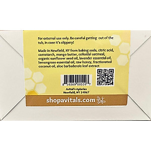 4 Handmade Raw Honey & Colloidal Oatmeal Bath Bombs with Lavender & Lemongrass Essential Oils to soothe hydrate dry skin