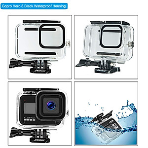 Husiway Action Camera Accessories Kit for Gopro Hero 8 Black Waterproof Housing Silicone Case Glass Screen Protector are Compatible with Gopro8 Hero8 62D