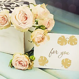 Whaline 500Pcs Gold Foil Monstera Stickers Self-Adhesive Monstera Leaves Seal Stickers Tropical Plant Leaf Label Decals for Greeting Invitation Cards Envelope Sealing Birthday Gift Wrapping Supplies