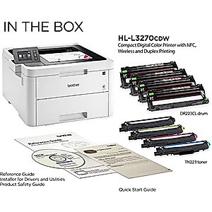 Brother HL-L3270CD Compact Wireless Digital Color Laser Printer with NFC for Home Office - Single-Function: Print Only - 2.7" Touchscreen, Auto Duplex Print, 25 ppm, 250 Sheet, CBMOUN Printer Cable