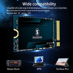 S SHARKSPEED M.2 2230 SSD 1TB NVMe PCIe Gen3.0X4 Internal Solid State Drive, Compatible with Steam Deck，Microsoft Surface Pro7/Pro8+/ProX/laptop3/laptop4/laptop Go/book3, Ultrabook(1TB, 2230 Gen3.0)