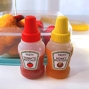 4 Pcs Mini Ketchup Bottles, 25ml Condiment Squeeze Bottle with Sturdy Screw Cap, Plastic Portable Sauce Container for Bento Box Accessories, Mini Condiment Squeeze Bottles for Sauces, Salad Dressing