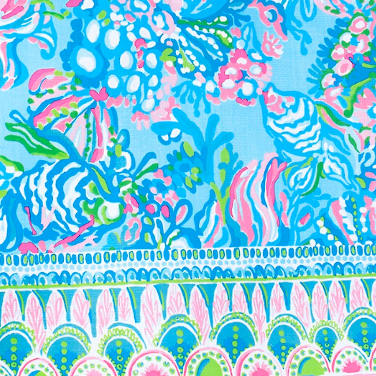 Lilly Pulitzer Blue/Green Market Shopper Bag, Reusable Grocery Tote with Comfortable Shoulder Straps, Aqua La Vista